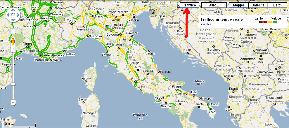 Il traffico in tempo reale su Google Maps